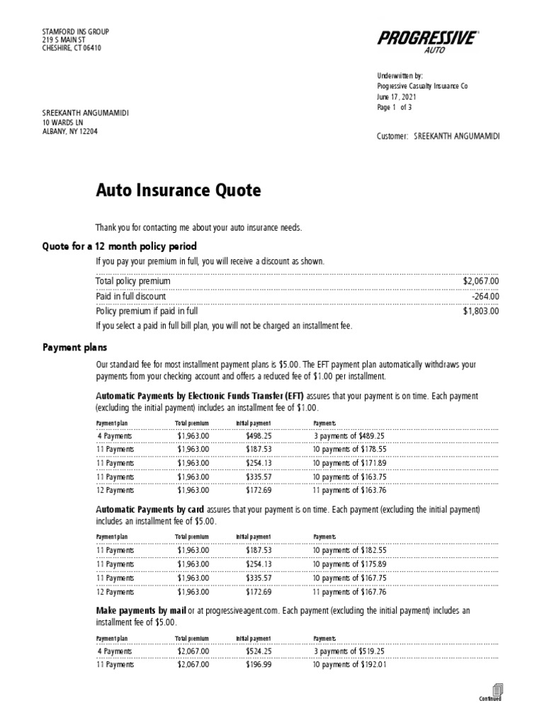 Revised Auto Quote | PDF | Insurance | Financial Services