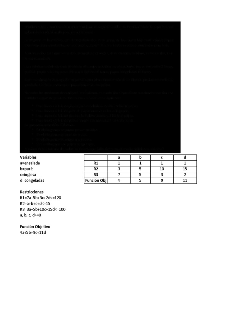 Modelo Matemático Lineal | PDF