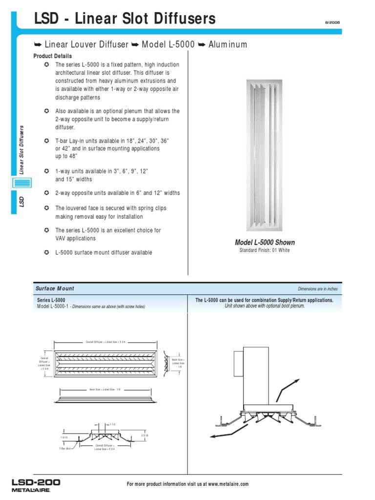 Directional Linear Ceiling Diffuser L-5000 | PDF | Building Engineering | Mechanical Engineering