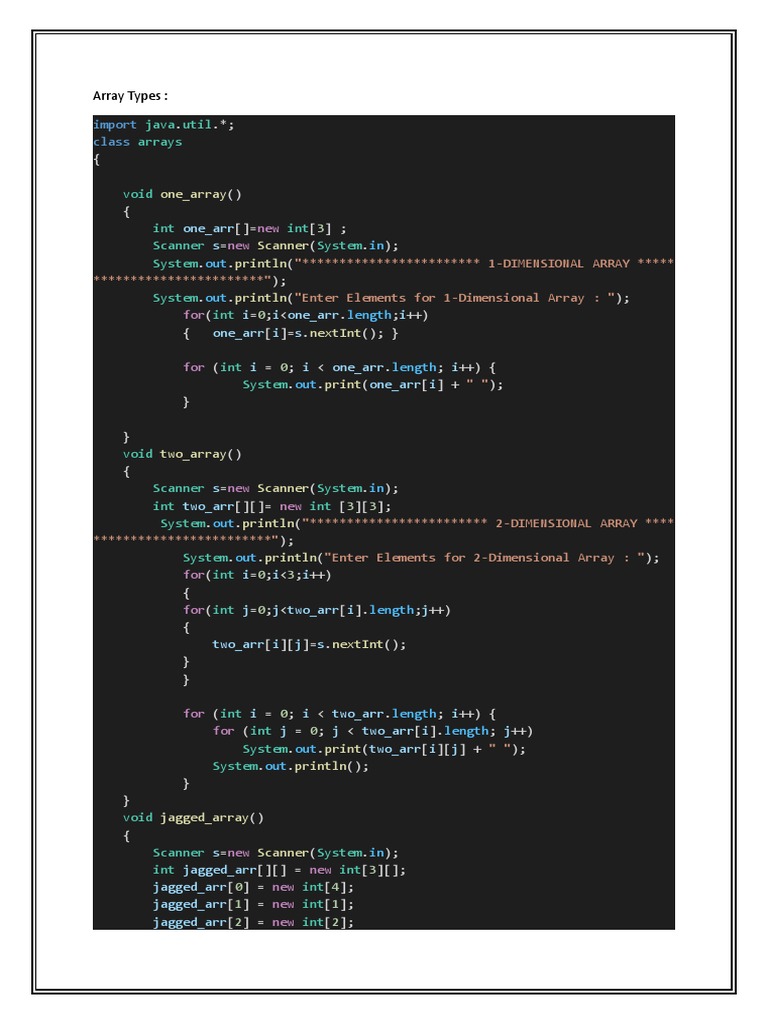 Vrushali Jani JAVA Practice (01.10.21) | PDF | Array Data Structure | Integer (Computer Science)