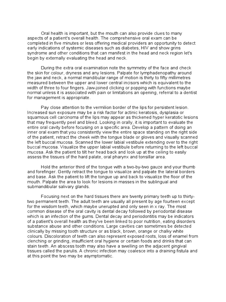 Oral Exam Notes | PDF | Periodontology | Human Tooth