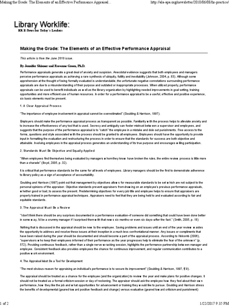 The Elements Effective Performance Appraisal - Firms | PDF ...