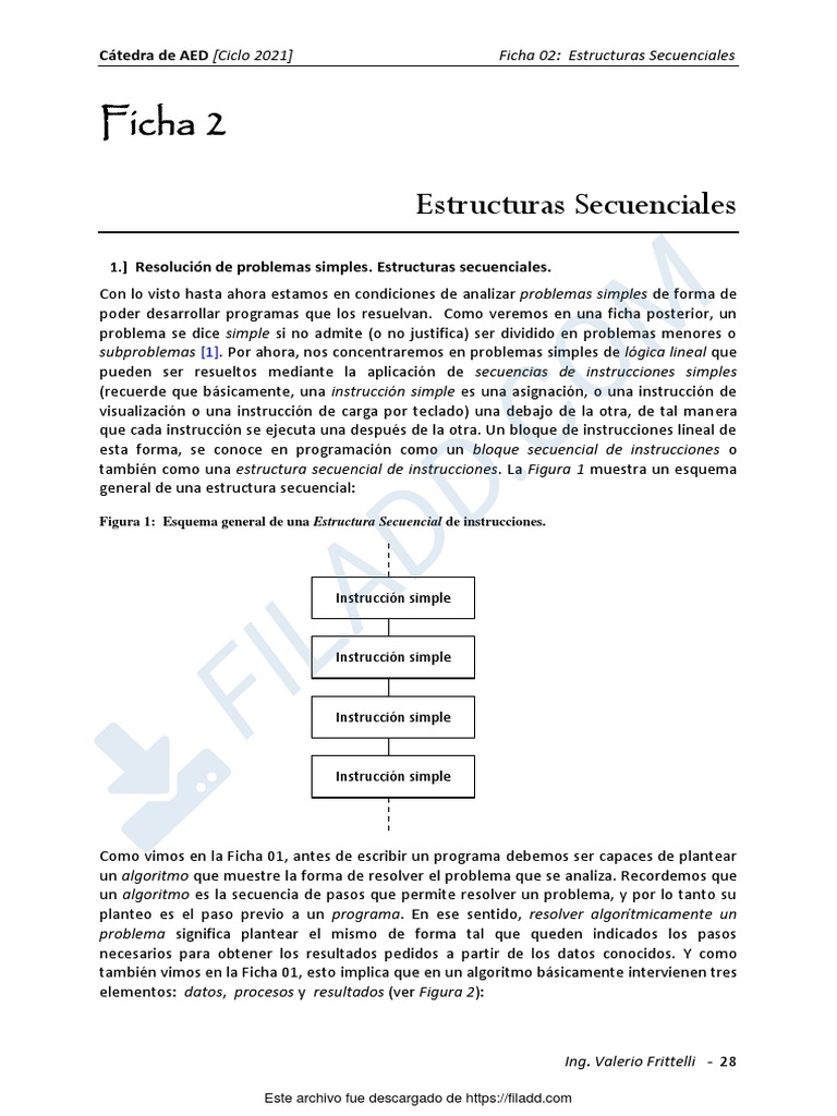 Ficha 02 2021 - Estructuras Secuenciales Python | PDF | Algoritmos ...