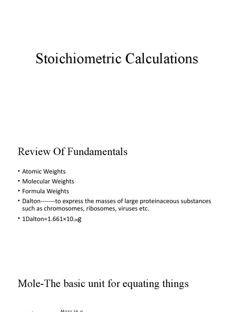Stoichiometric Calculations | PDF | Mole (Unit) | Physical Sciences