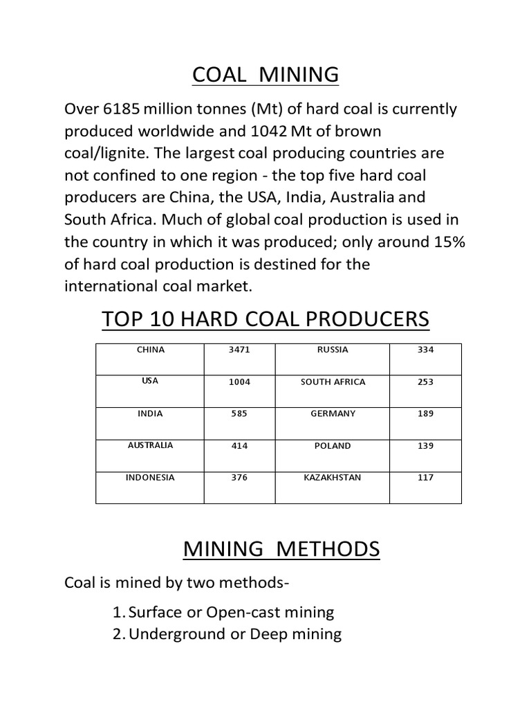 Coal Mining Project Report | PDF | Coal Mining | Mining