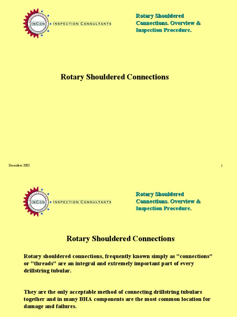 Rotary Shouldered Connections BMCP | PDF | Pipe (Fluid Conveyance ...