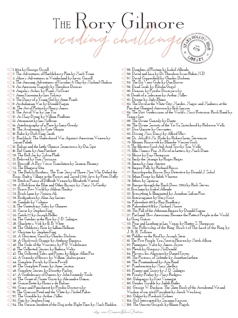 Rory Gilmore's Book List | PDF | Writers | Novels
