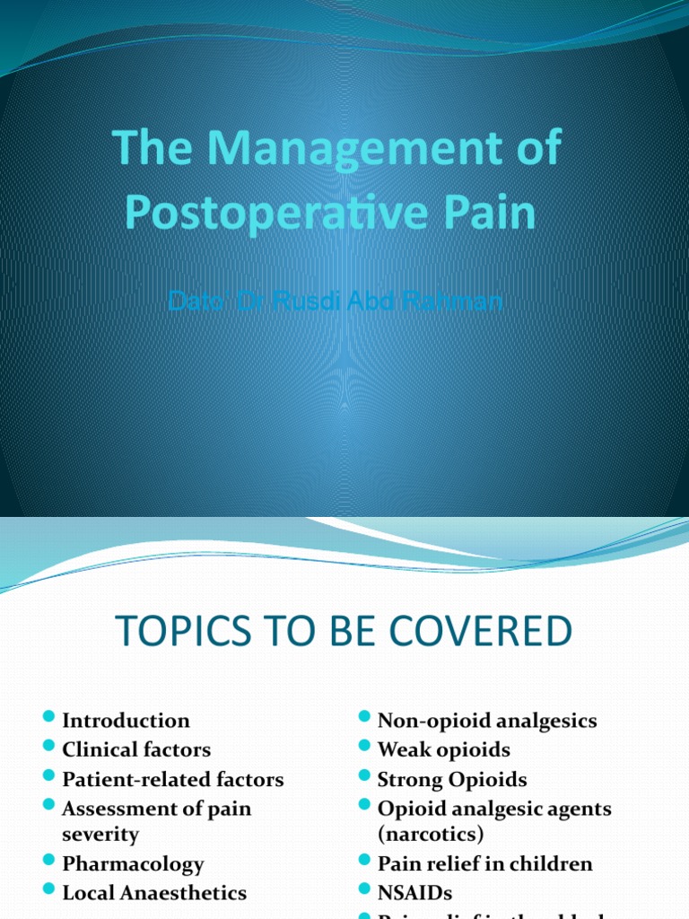 The Management of Postoperative Pain | PDF | Self-Improvement