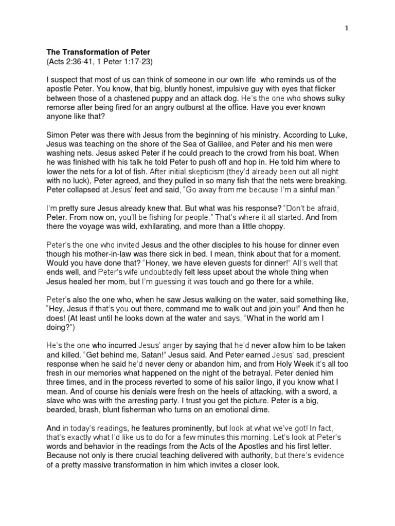 Transformation of Peter | PDF | Jesus | Saint Peter