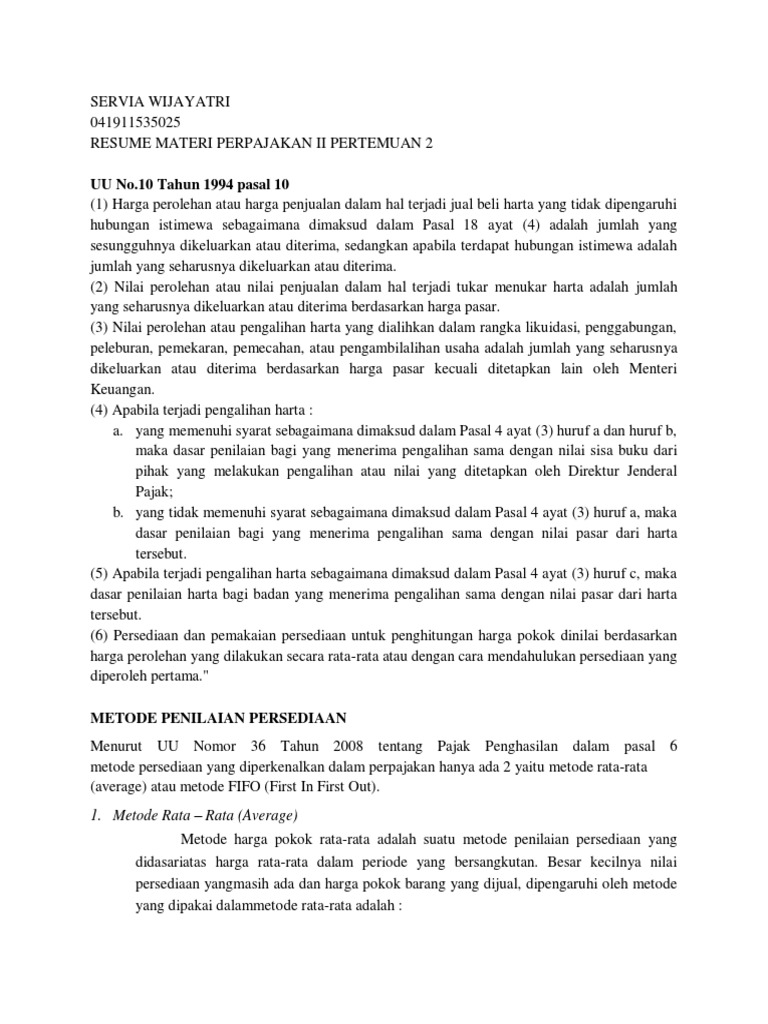 Resume Perpajakan II TM 2 | PDF