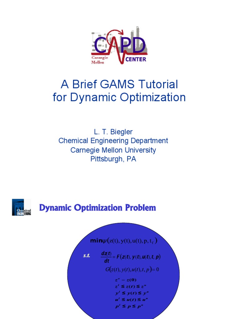 An Accurate Guide To Dynamic Optimization Introducing Gams For Solving Differential Algebraic