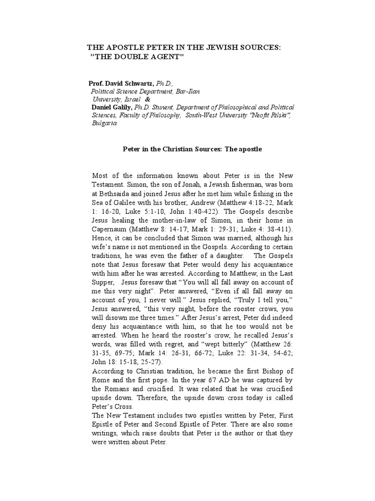 Peter the Double Agent: How Jewish Sources Portray the Apostle as an ...