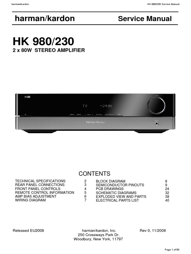 Harman Kardon Hk980 230 SM | PDF | Amplifier | Loudspeaker