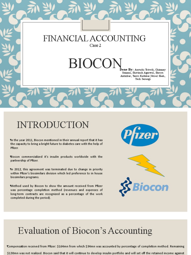 BIOCON Case Study | PDF | Revenue | Income Statement