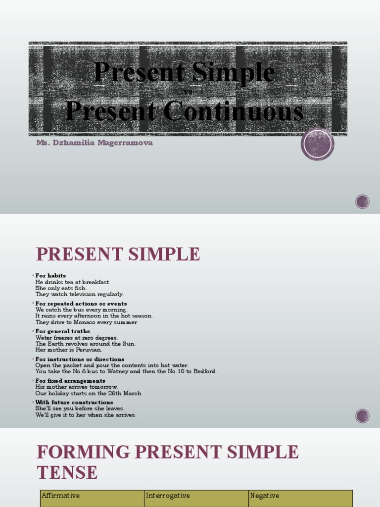 Present Simple and Present Continuous | PDF | Language Families ...