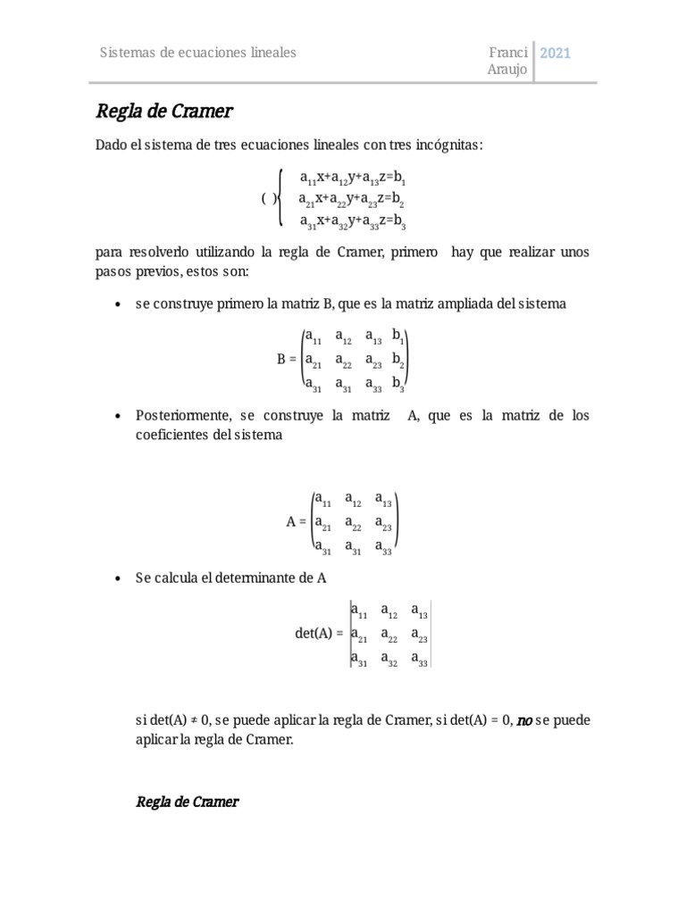 Regla de Cramer para 3x3 | PDF
