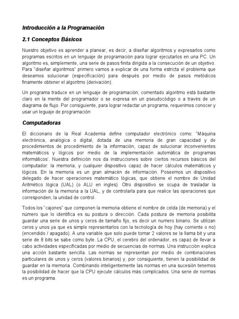 Introducción A La Programación | PDF | Lenguaje de programación ...