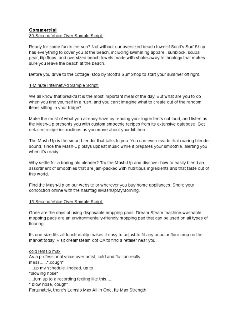 Voice Reel Text | PDF