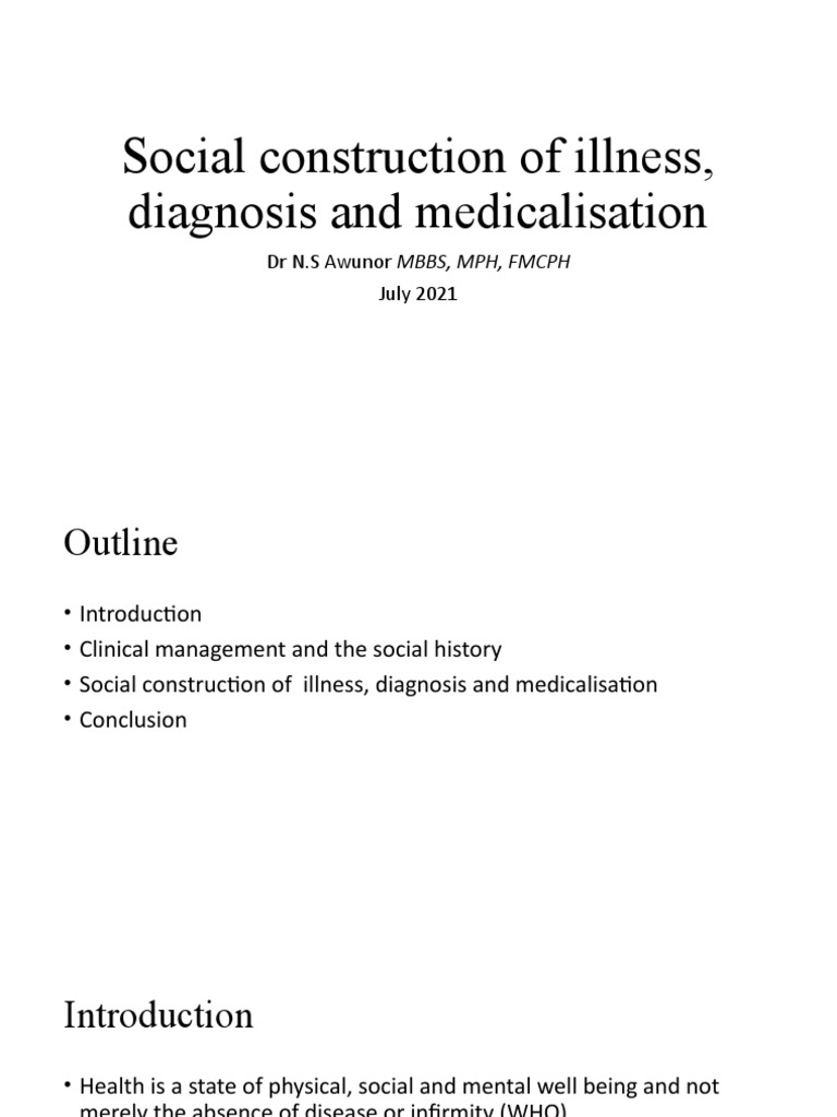 3.social Construction of Diagnosis, Illness and Medicalisation ...