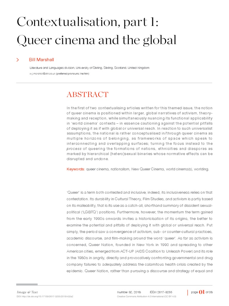 Contextualisation, Part 1: Queer Cinema and The Global | PDF | Queer ...