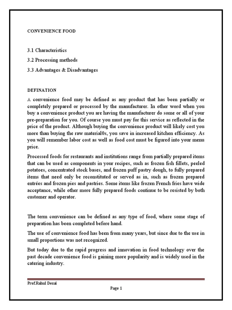 Chapter - 3 Convenience Foods | PDF | Food Preservation | Foods