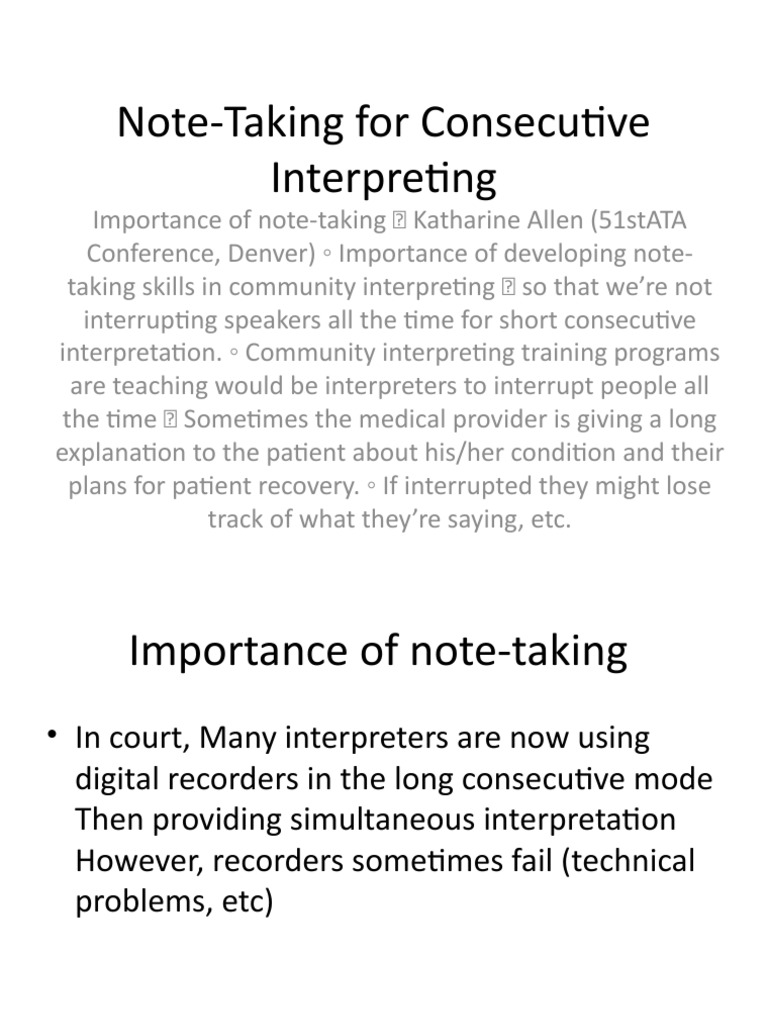 Note-Taking For Consecutive Interpreting 2020 Powerpoint | Download Free PDF | Language ...