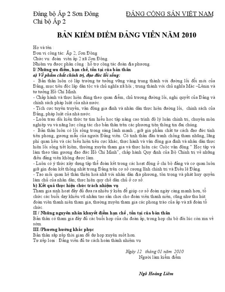 Bang Kiem Diem Dang Vien | PDF