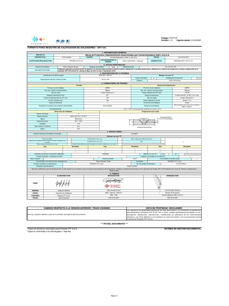 WPQ Rha API 1104t 01 | PDF | Soldadura | Construcción