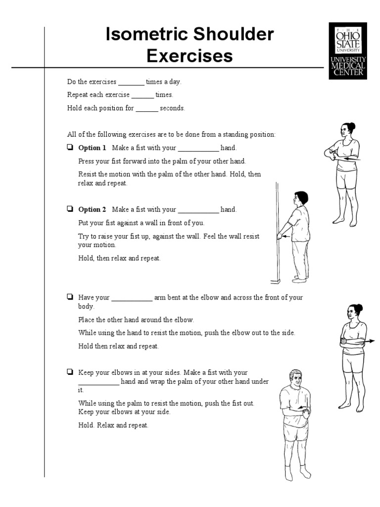 Isometric Shoulder Exercises Handout