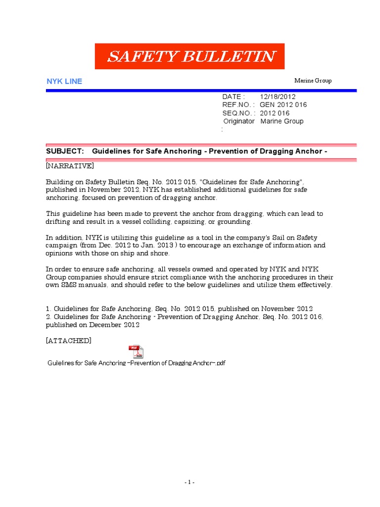 Safe Anchoring Guidelines: Preventing Dragging | PDF | Anchor | Ships
