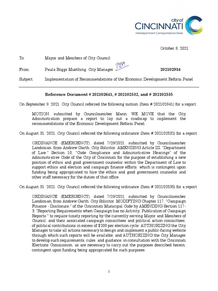 City Manager Report: EDRP Recommendations (10-21) | Download Free PDF ...