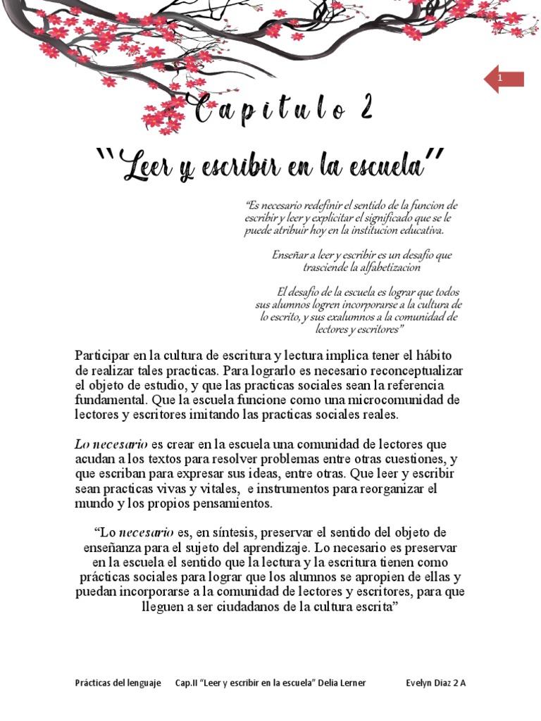 Resumen Cap. 2 "Enseñar A Leer y Escribir en La Escuela" Delia Lerner | PDF | Escritura ...