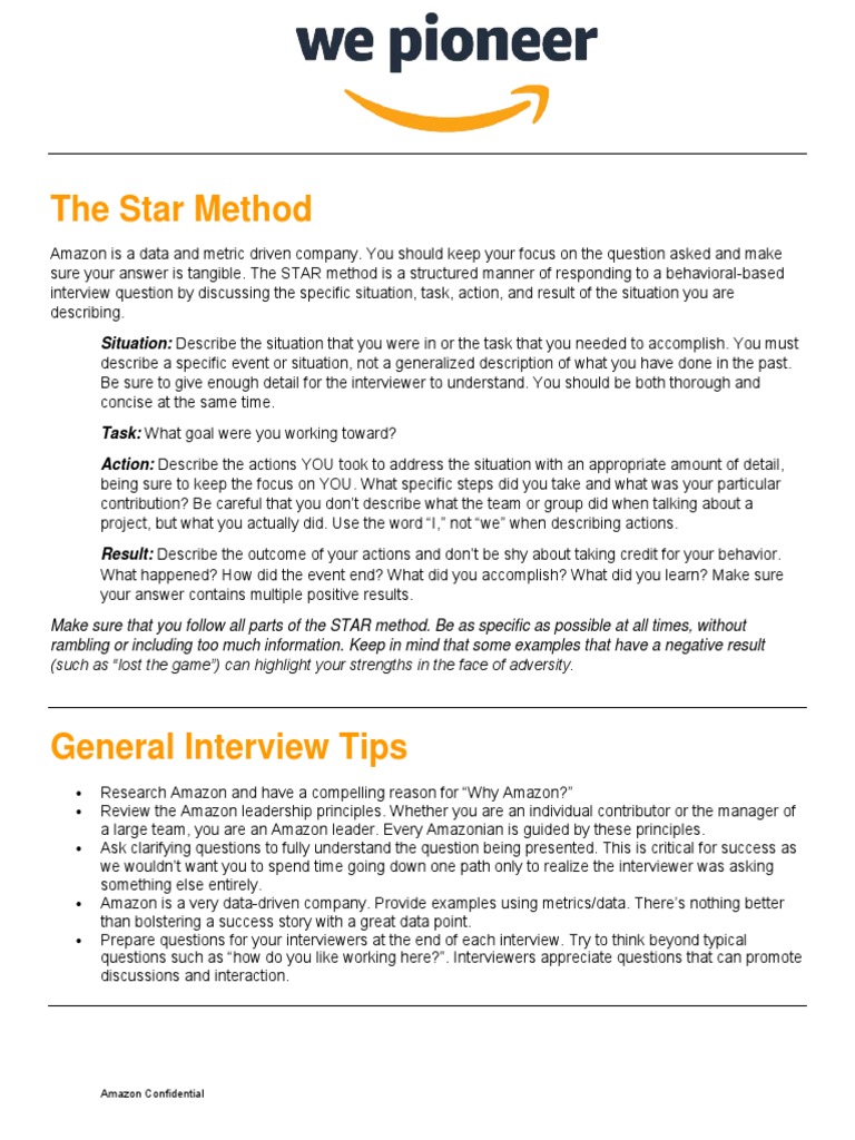 STAR Method & Amazon's Leadership Principles | PDF | Leadership | Cognition