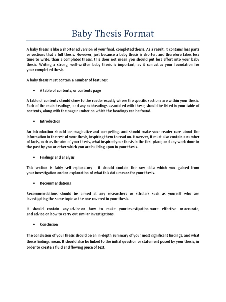 Baby Thesis Format | PDF