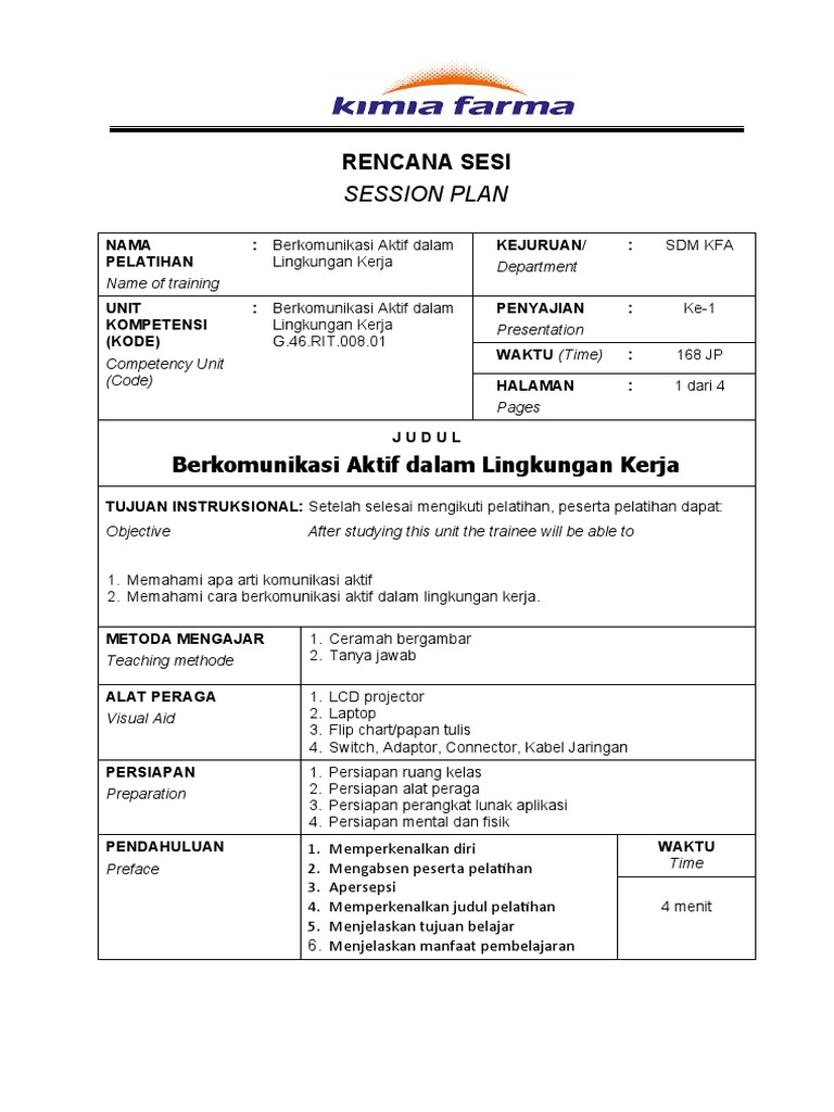 Form Session Plan Materi TTK - 2 | PDF | Seni