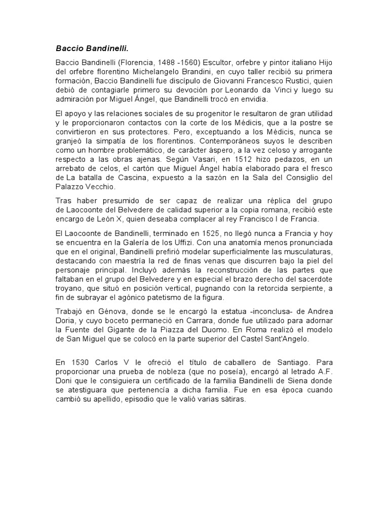 Baccio Bandinelli | PDF | Miguel Ángel | Florencia