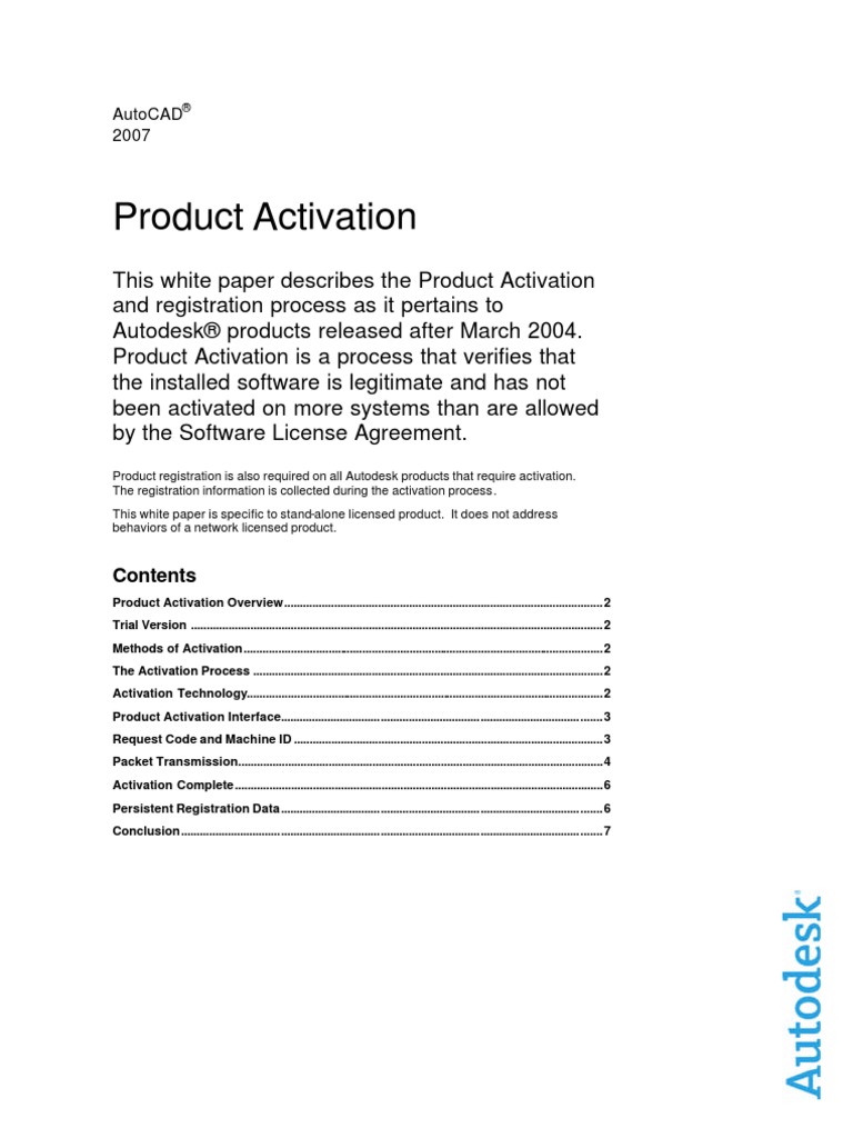 Product Activation: Autocad 2007 | PDF | Autodesk | Computer File