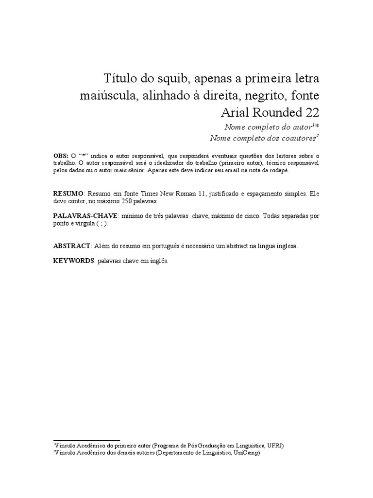 Modelo de Squib | PDF | Autor | Abstract (resumo)