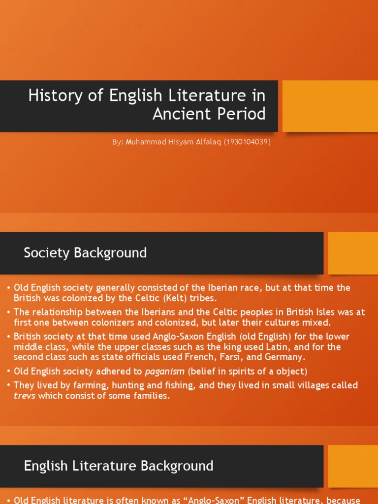History of English Literature in Ancient Period | PDF | Anglo Saxons ...