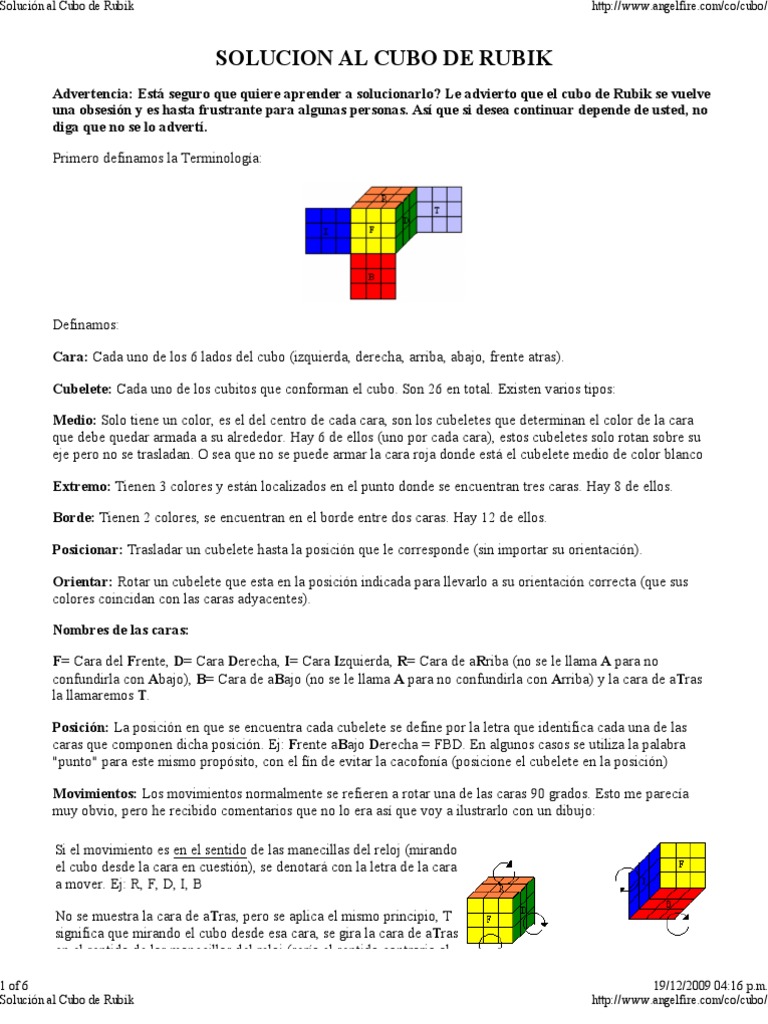 Guía para Resolver el Cubo Rubik 3x3 | PDF | Reloj