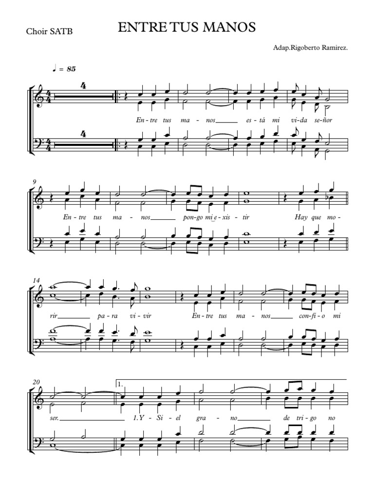 Entre Tus Manos - Choir SATB | PDF