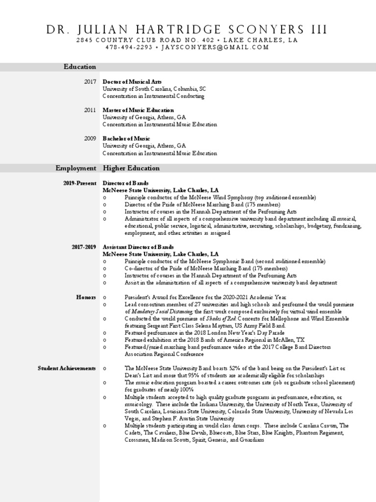 Julian Hartridge Sconyers-Curriculum Vitae-Revised 9-26-2021 | PDF ...