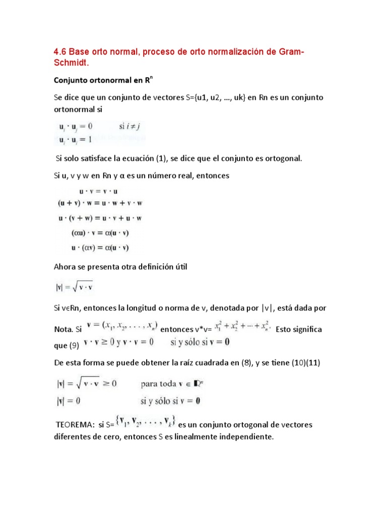 4.6 Base Ortonormal, Proceso de Orto Normalización de Gram - Schmidt ...