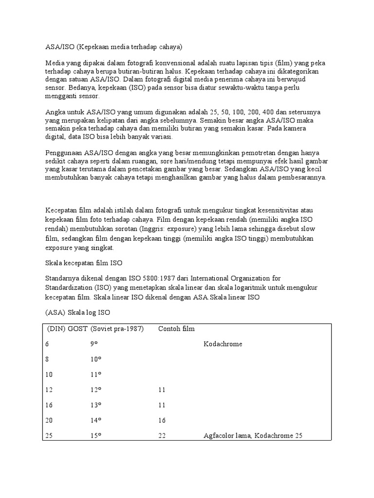 Iso Asa Fotografi | PDF