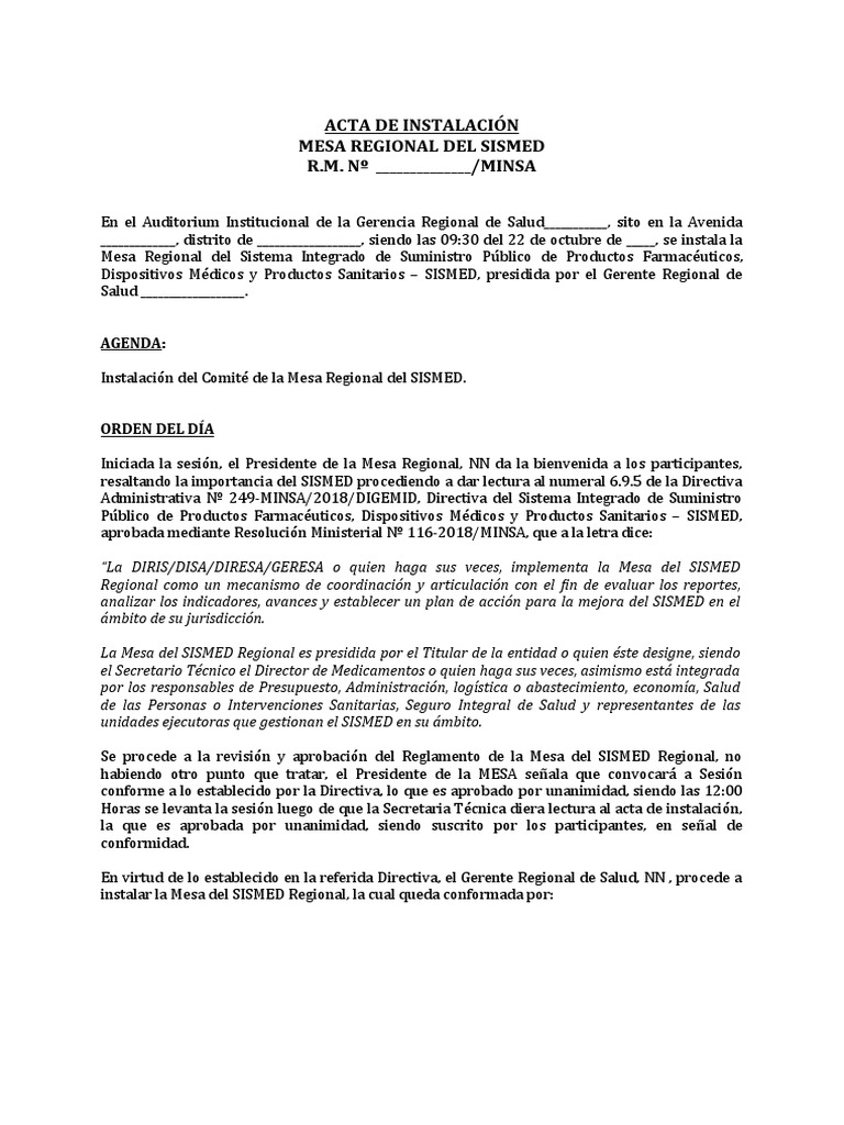 Modelo de Acta de Instalación | PDF