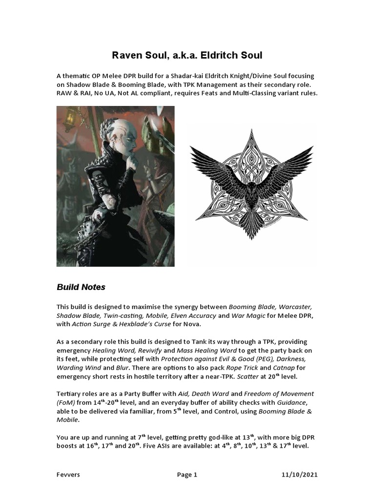 Raven Soul, A.K.A. Eldritch Soul: Build Notes | PDF | Fantasy Role ...