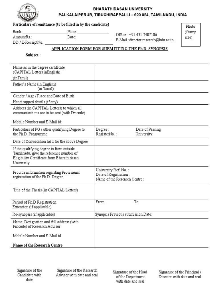 PRIOR-PhD Synopsis Submission Application | PDF | Doctor Of Philosophy ...