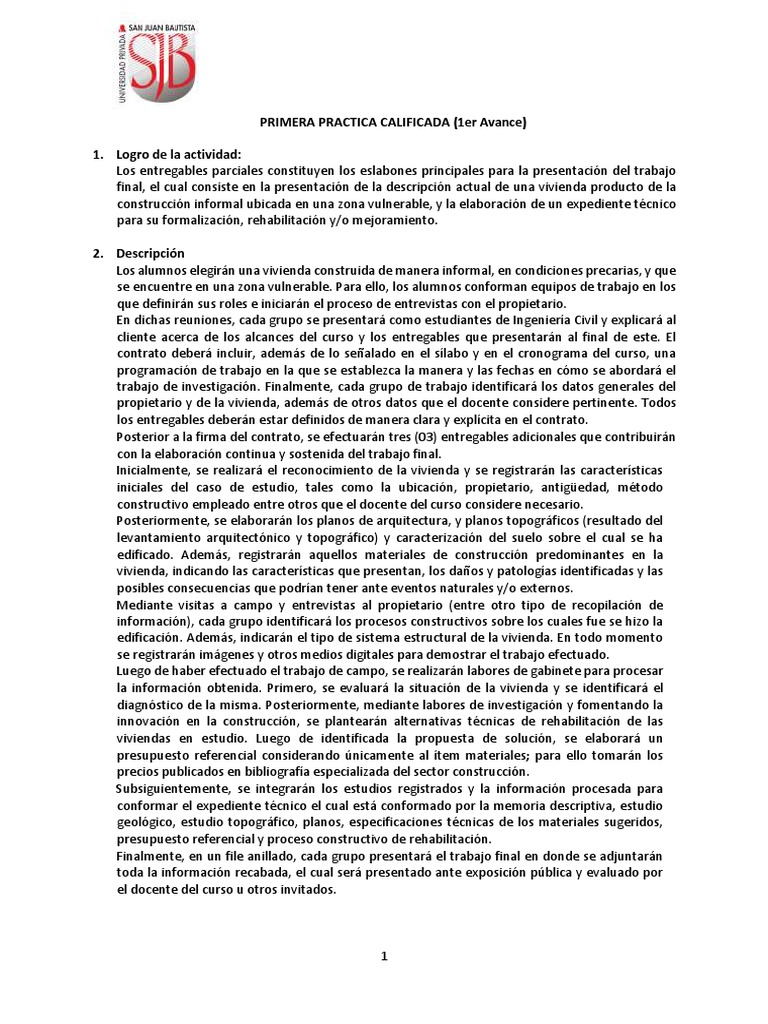 Primera Practica Calificada | PDF