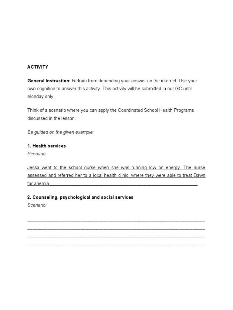 Activity General Instruction: Refrain From Depending Your Answer On The ...