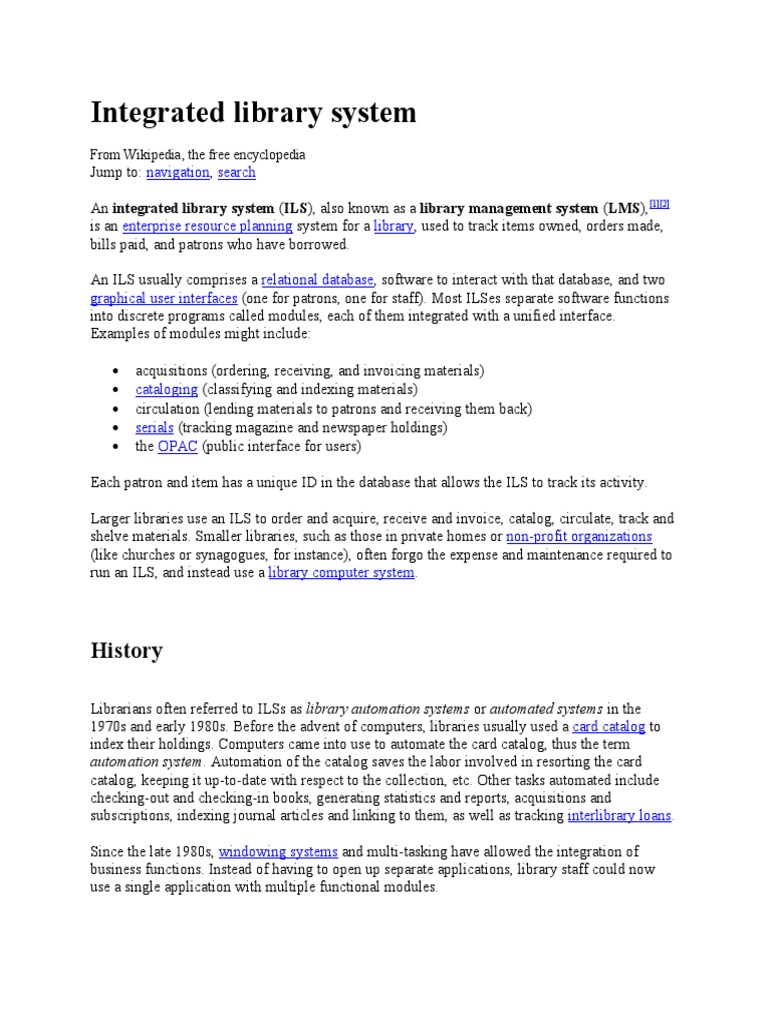 Integrated Library System | PDF | Libraries | Computing